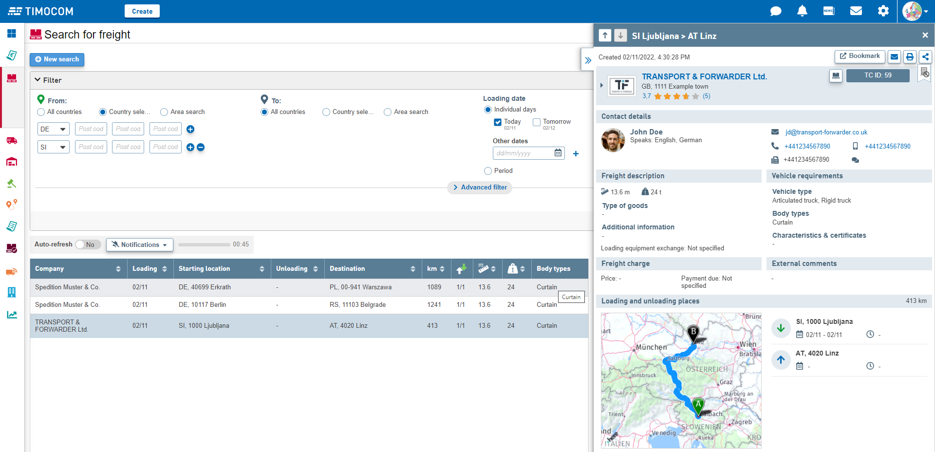 TIMOCOM’s freight exchange has a new user interface