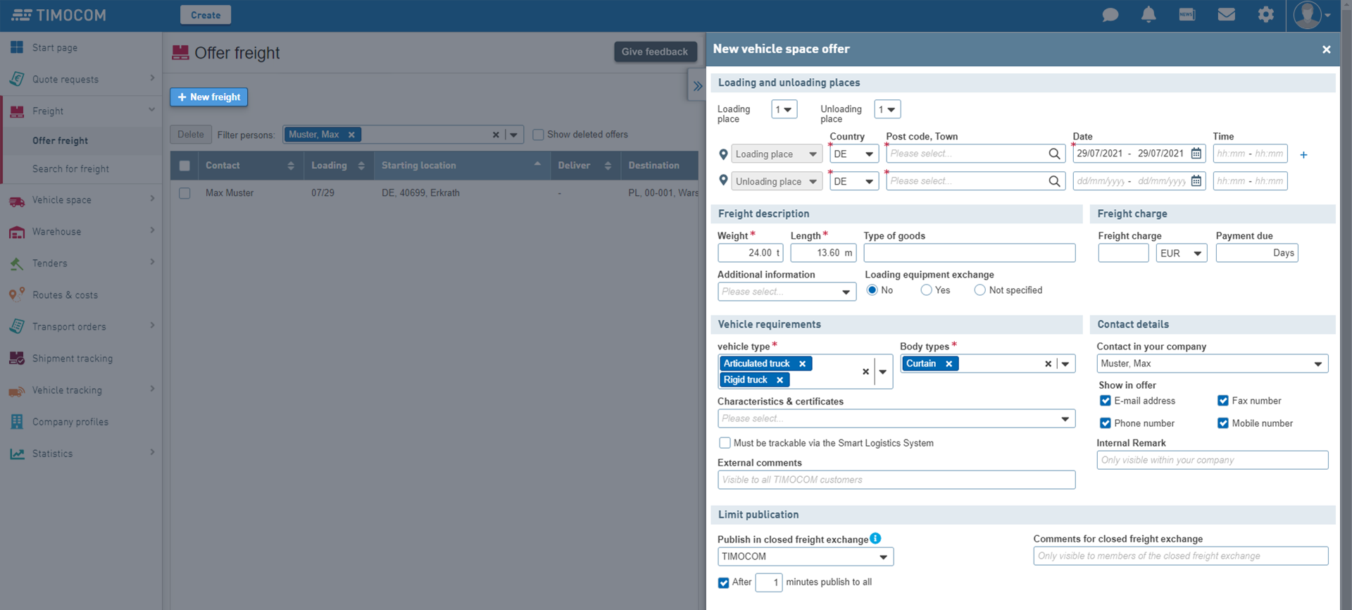 TIMOCOM’s freight exchange has a new user interface