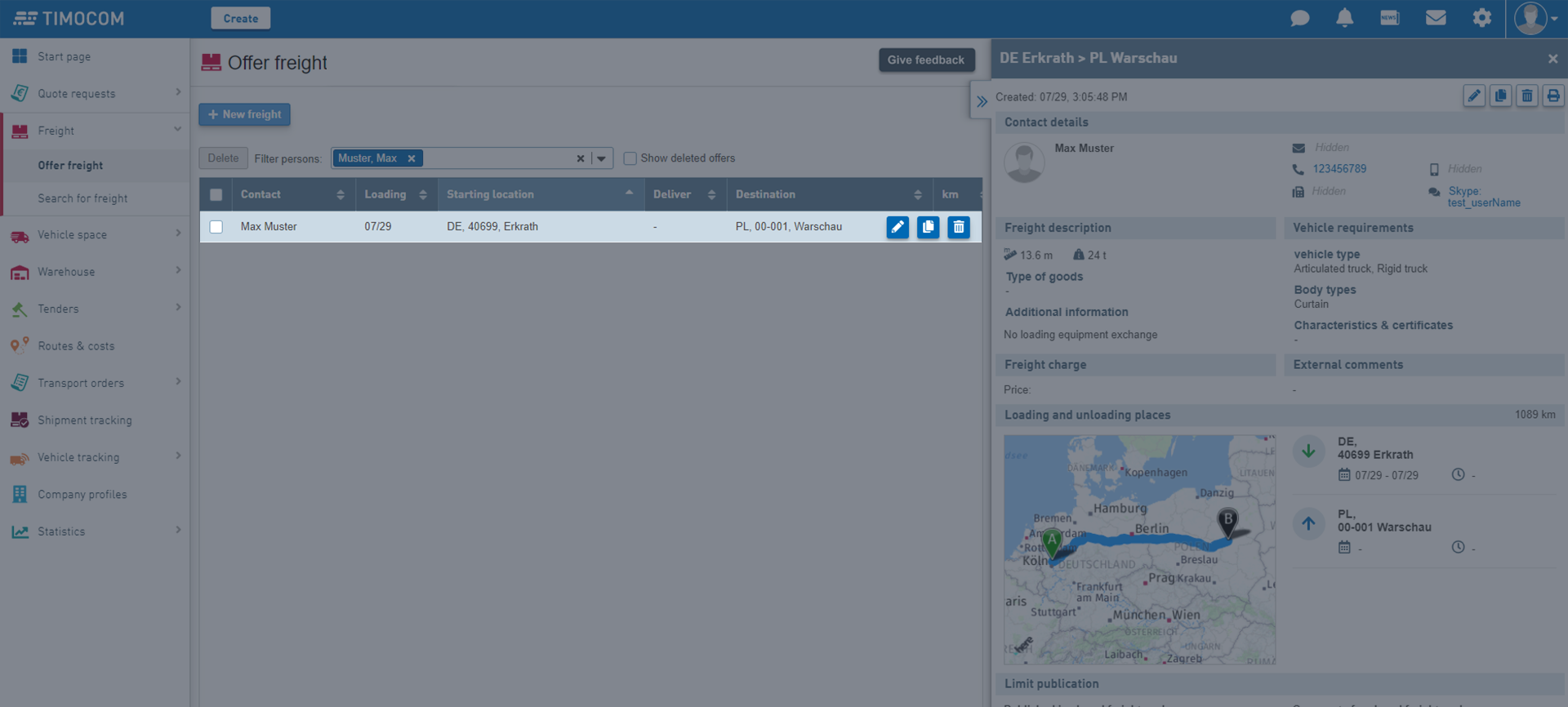 TIMOCOM’s freight exchange has a new user interface