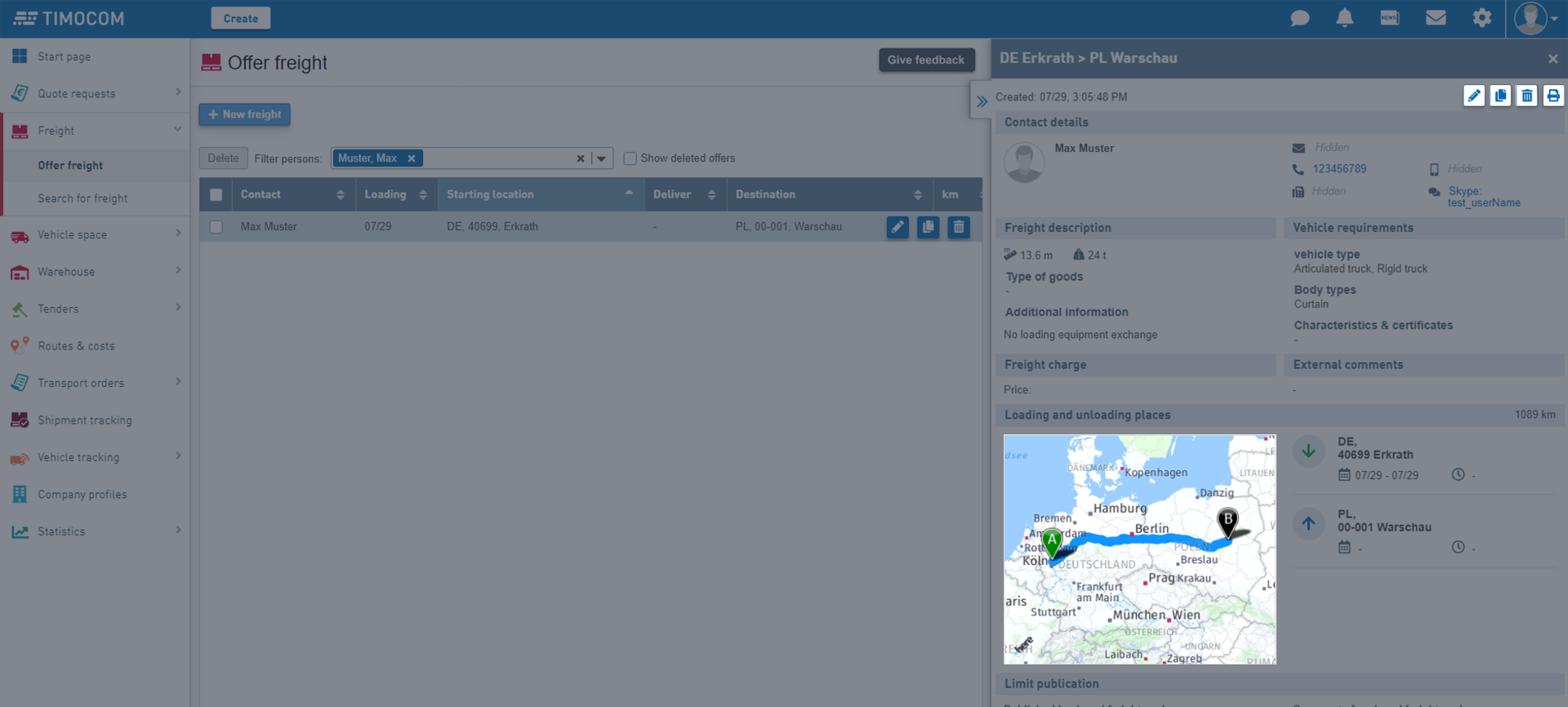 TIMOCOM’s freight exchange has a new user interface
