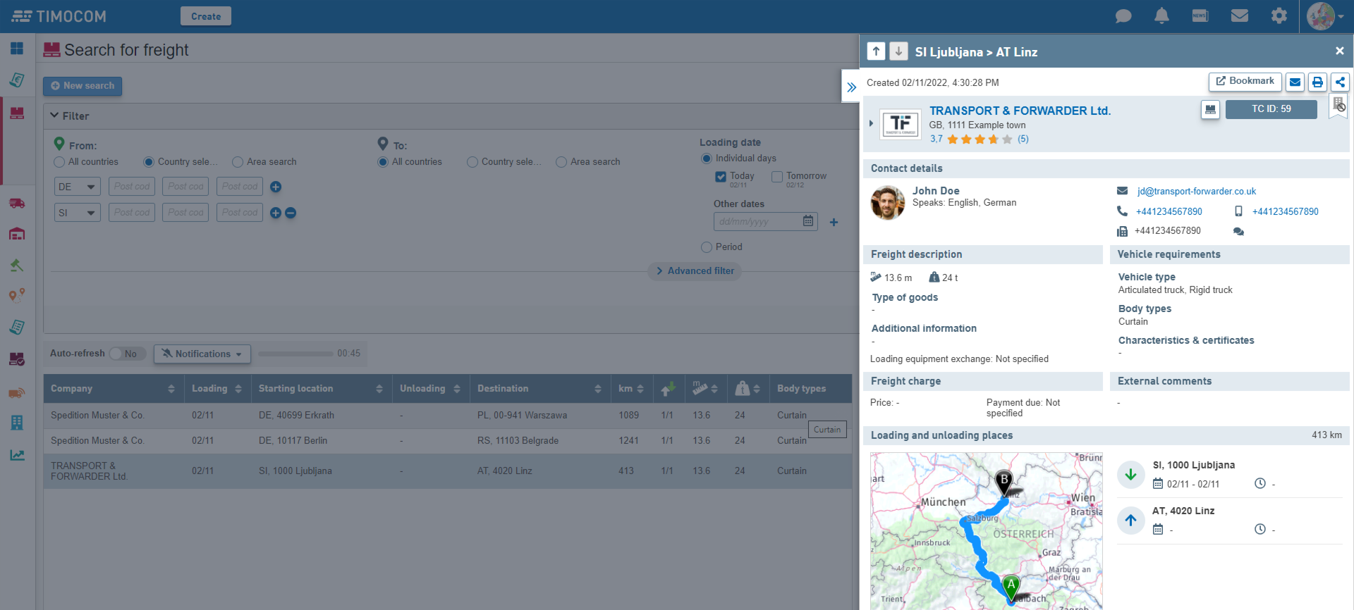 TIMOCOM’s freight exchange has a new user interface