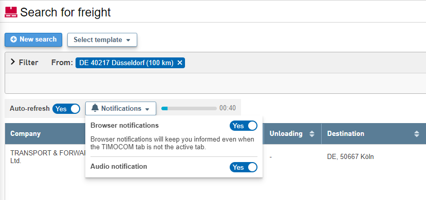 TIMOCOM’s freight exchange has a new user interface