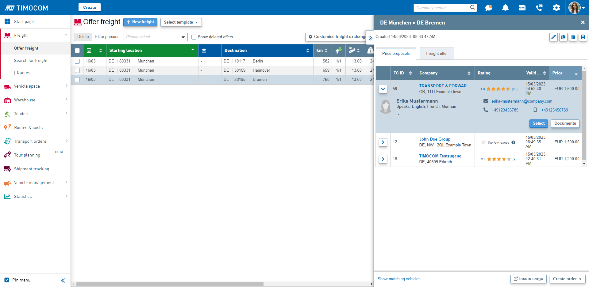 TIMOCOM’s freight exchange has a new user interface