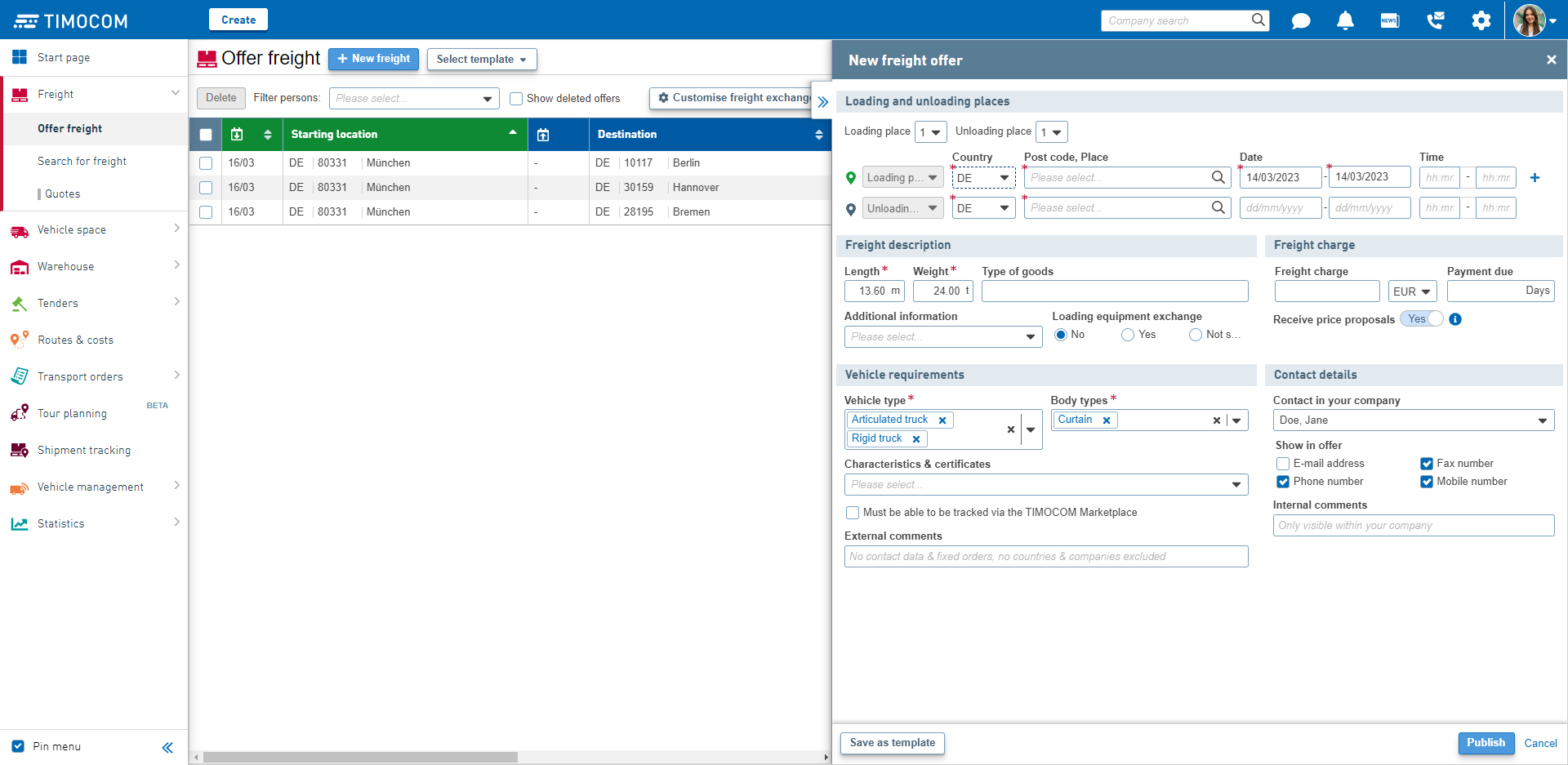 TIMOCOM’s freight exchange has a new user interface