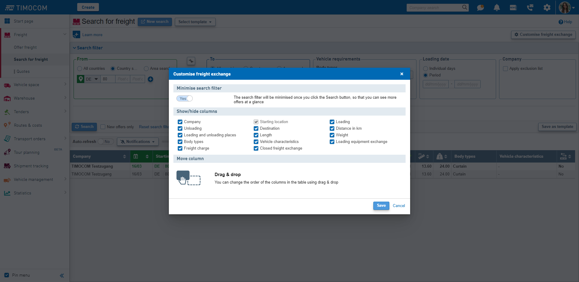 TIMOCOM’s freight exchange has a new user interface