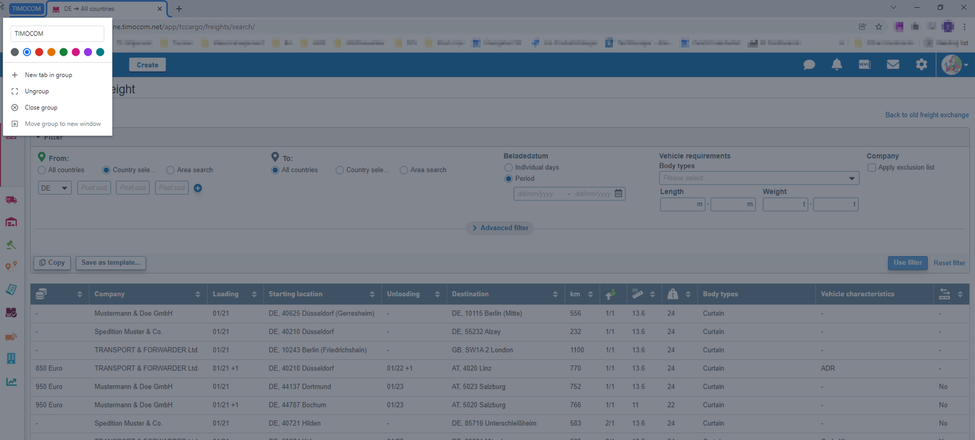 TIMOCOM’s freight exchange has a new user interface